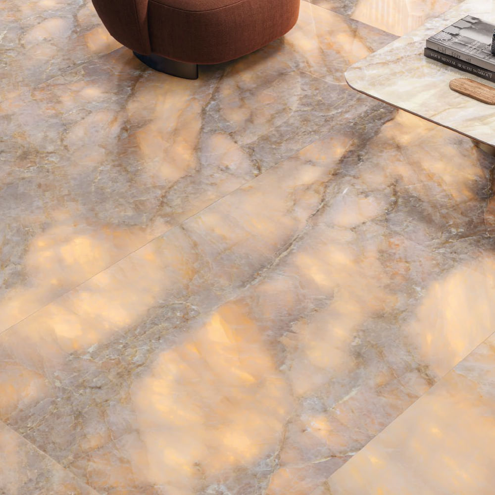 Porcelanato Tele di Marmo Lumia Golden Ambra Full Lappato de 120x278 cm ...